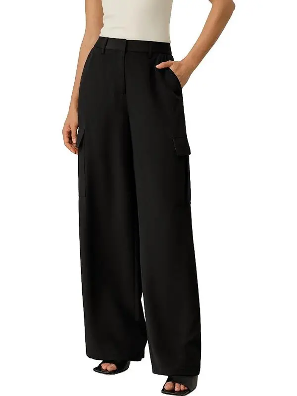 Lilysilk Silk Crepe Cargo Pant - Black