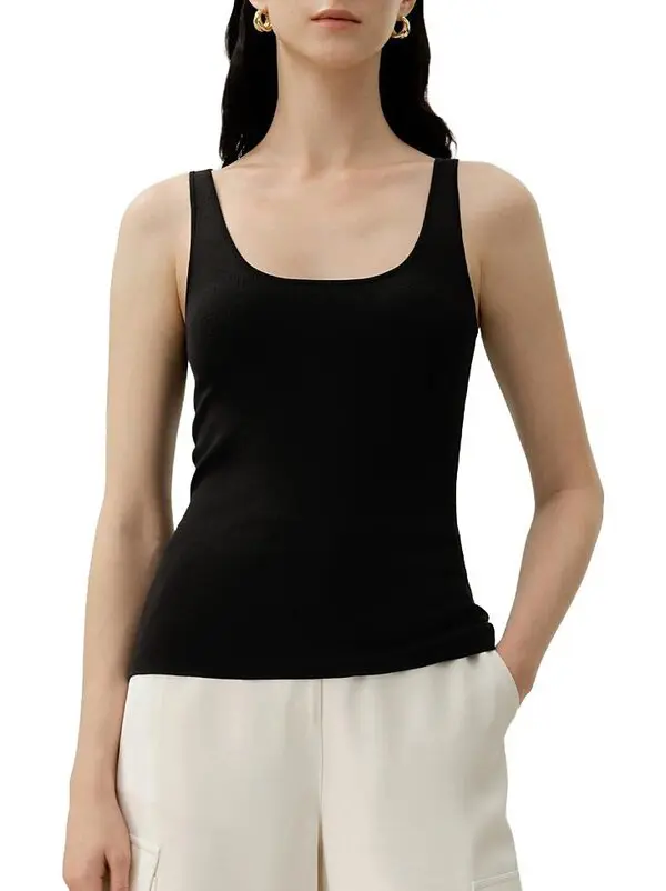 Lilysilk Milano Knit Silk Viscose Tank Top - Black