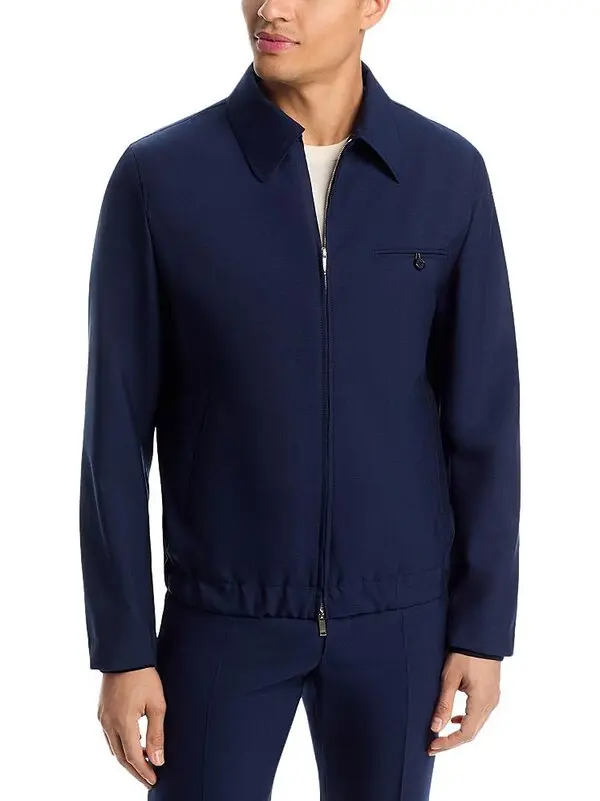 SLOWEAR Wool Zip Blouson Jacket - Navy