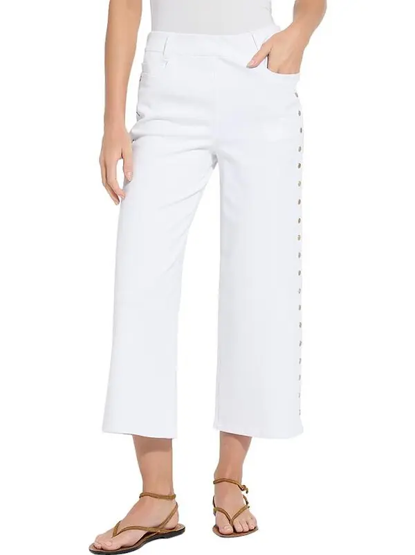 Lyssé Willa Scallop Studded High Rise Crop Jeans - White