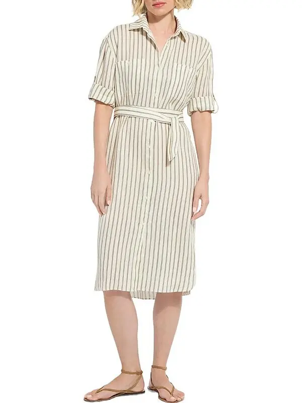 Lyssé Juniper Linen Tunic Dress - Olive Grove Stripe