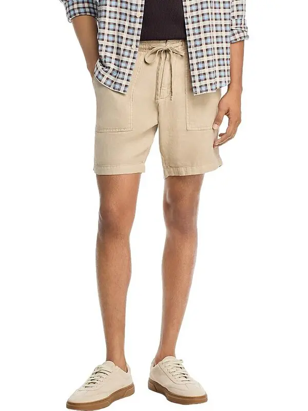 Bloomingdale'S Solid Linen Elastic Waist Shorts - Khaki