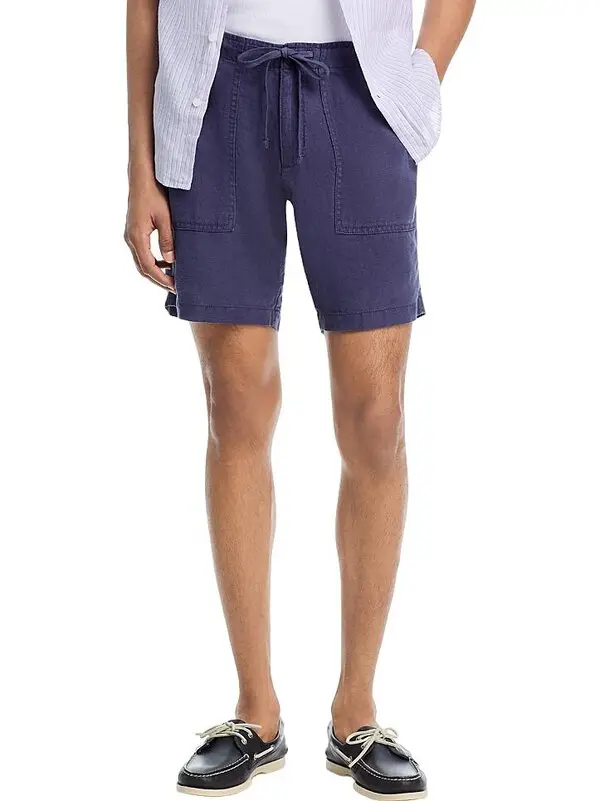 Bloomingdale'S Solid Linen Elastic Waist Shorts - Navy