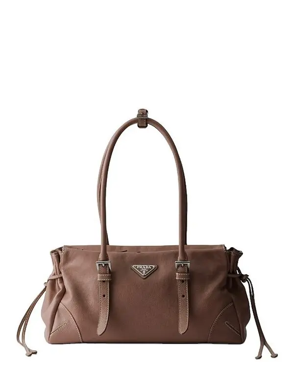 Prada Bonnie Medium Antiqued Leather Tote Bag - Brown Overflow