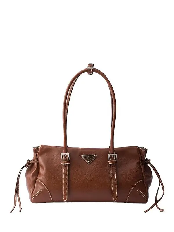 Prada Bonnie Medium Antiqued Leather Tote Bag - Brown