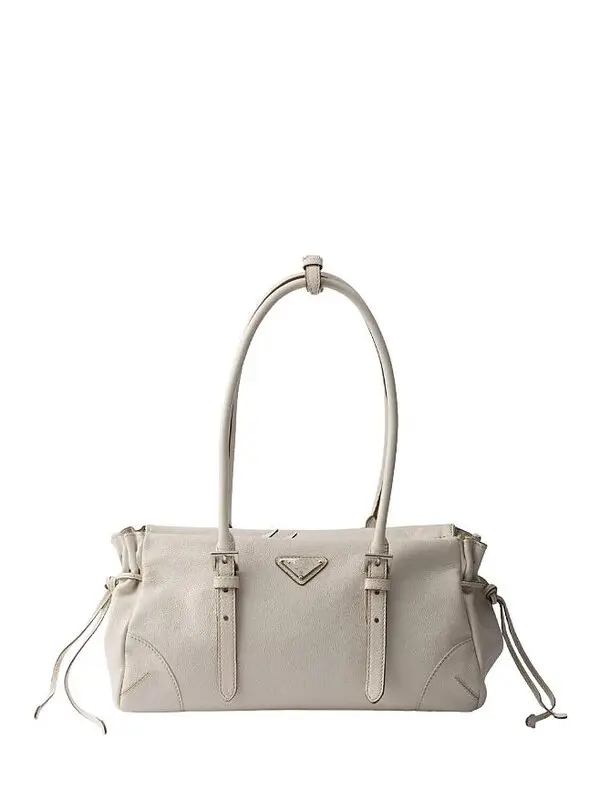 Prada Bonnie Medium Antiqued Leather Tote Bag - Neutral