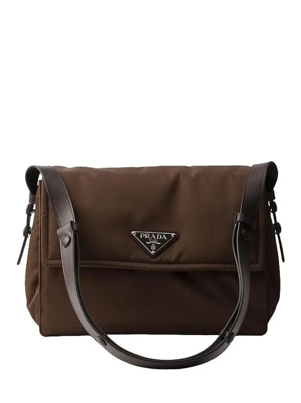 Prada Traveller Medium Padded Re-nylon Bag - Brown