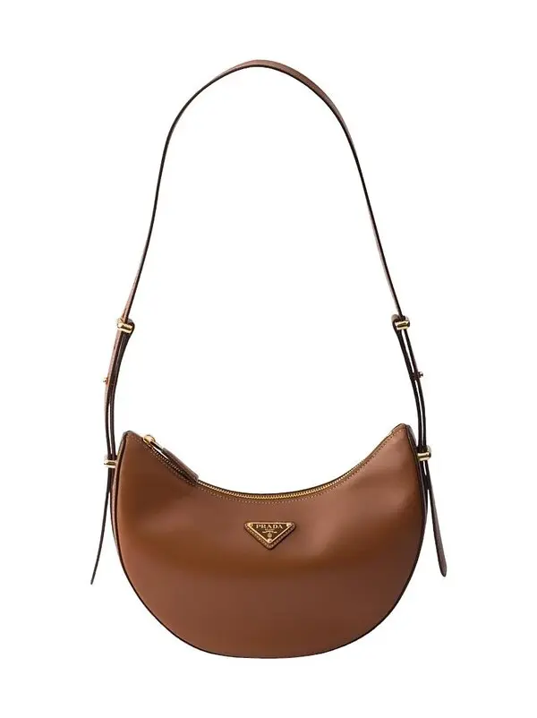 Prada Arque Small Leather Shoulder Bag - Brown