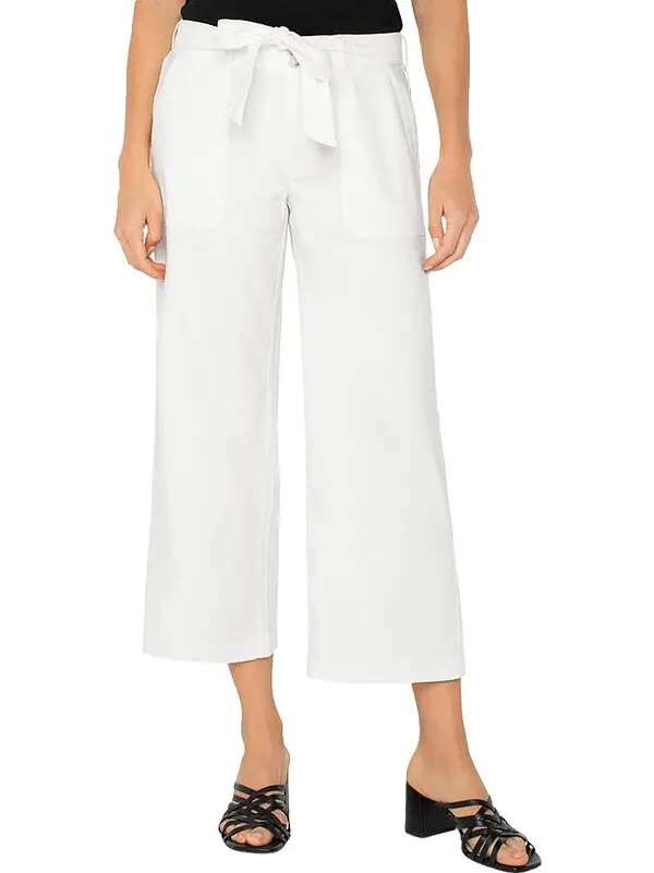LIVERPOOL Belted High-rise Wide Leg Jeans - White