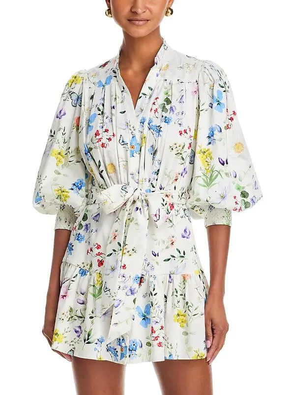 Alice + Olivia Cora Mini Dress - Twisting Vines Off White