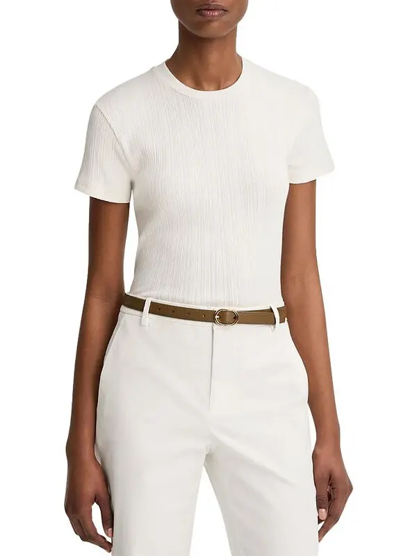 Vince Ribbed Knit Top - Bone