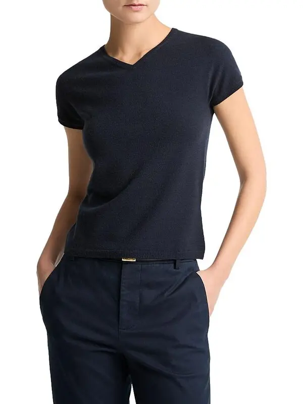 Vince High V Neck Tee - Eclipse