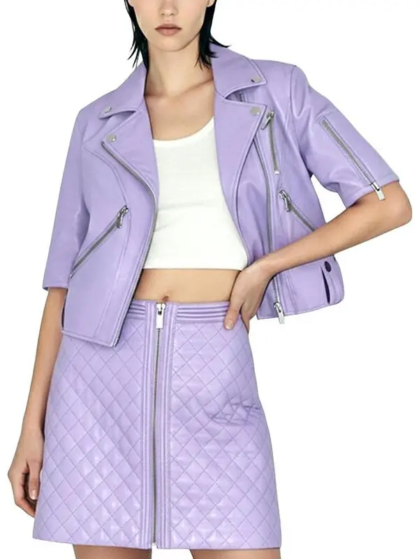 AS By DF Nico Recycled Leather Jacket - Pastel Lilac