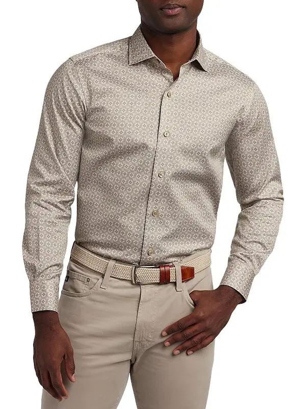 David Donahue Geometric Print Shirt - Dune