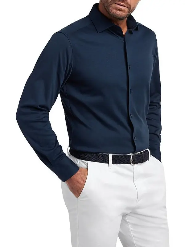 David Donahue Cotton Knit Shirt - Navy