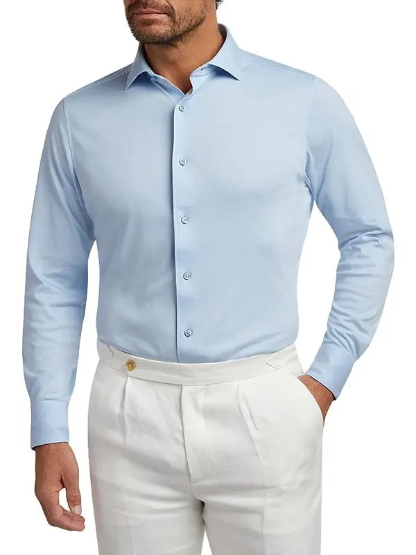David Donahue Cotton Knit Shirt - Sky