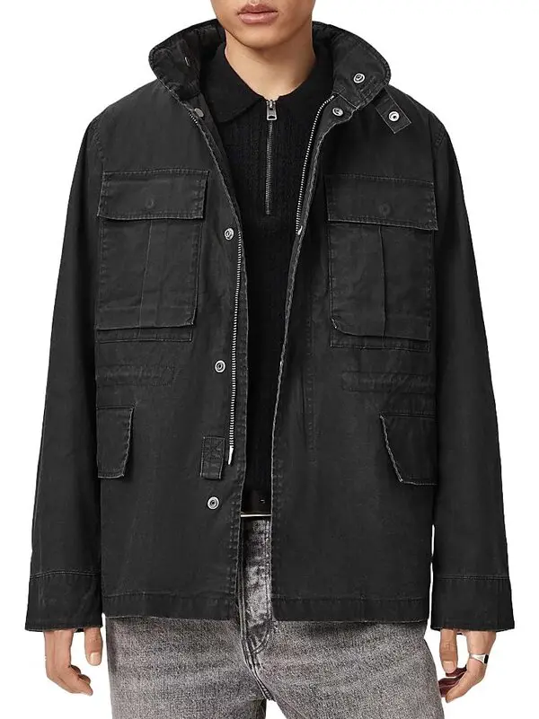 ALLSAINTS Valen Stowable Hood Jacket - Washed Black