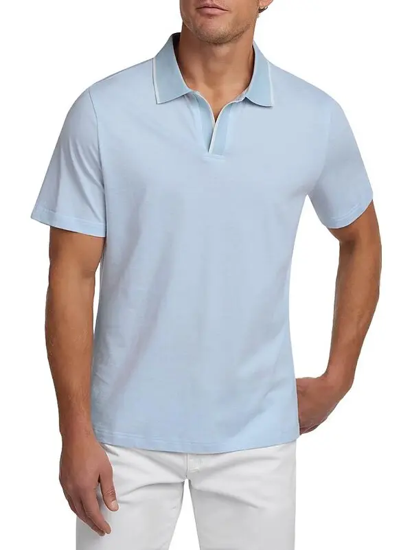 David Donahue Hemingway Cotton Silk Polo Shirt - Sky