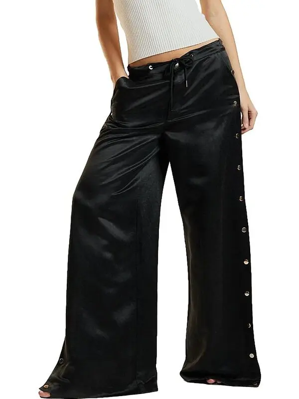 Cynthia Rowley Wide Leg Snap Pants - Black