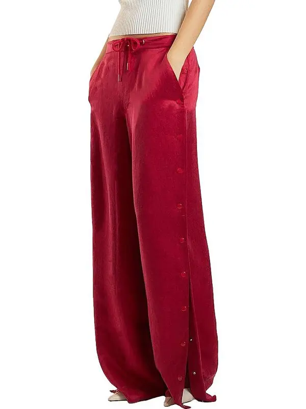 Cynthia Rowley Wide Leg Snap Pants - Red