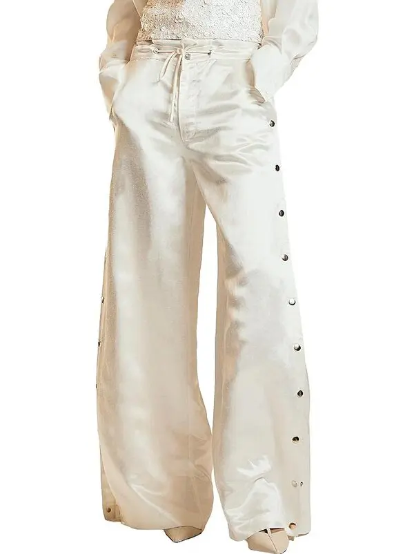Cynthia Rowley Wide Leg Snap Pants - White