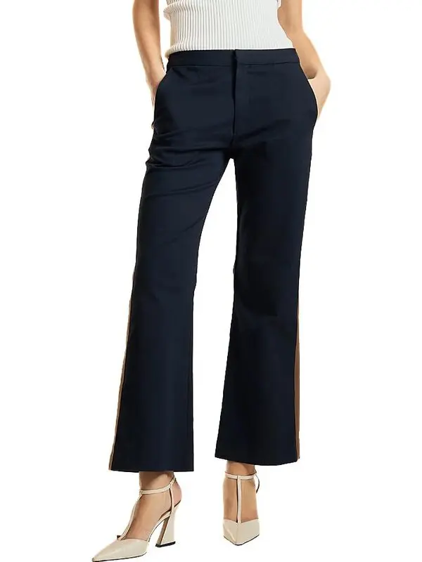 Cynthia Rowley Cotton Cropped Flare Pants - Navy