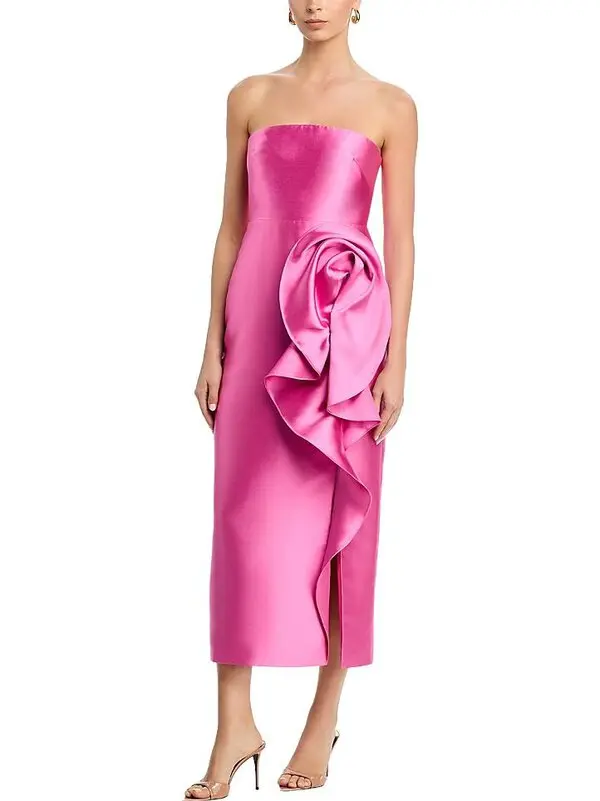 Theia Marla Sculptural Drape Dress - Sunlit Pink