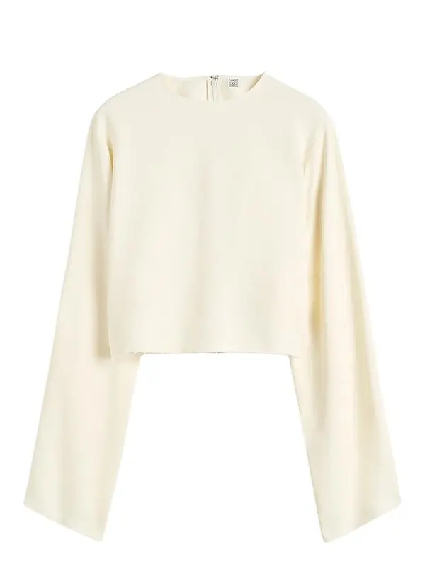 TOTEME Cropped Sable Blouse - Macadamia