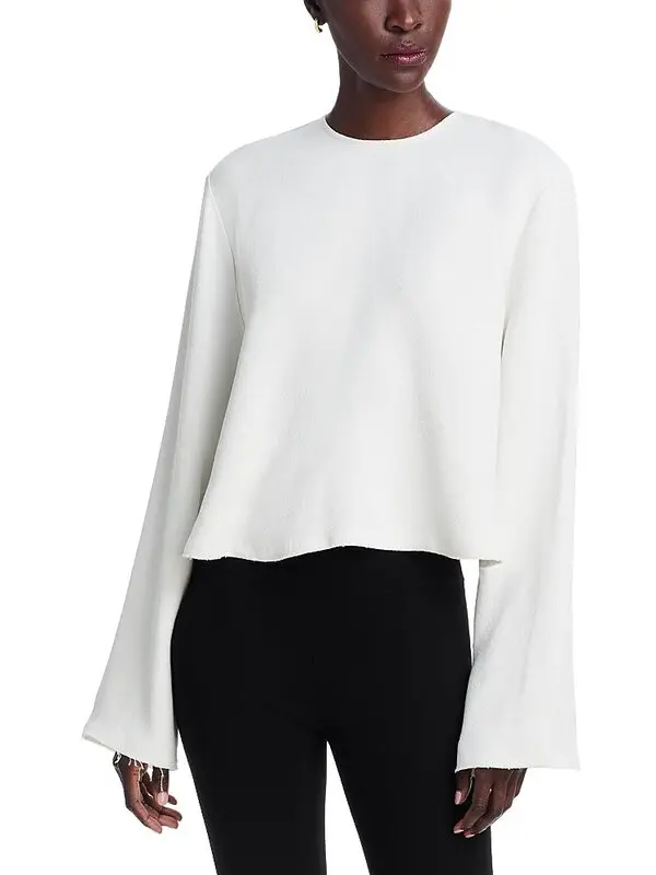 TOTEME Cropped Sable Blouse - Macadamia