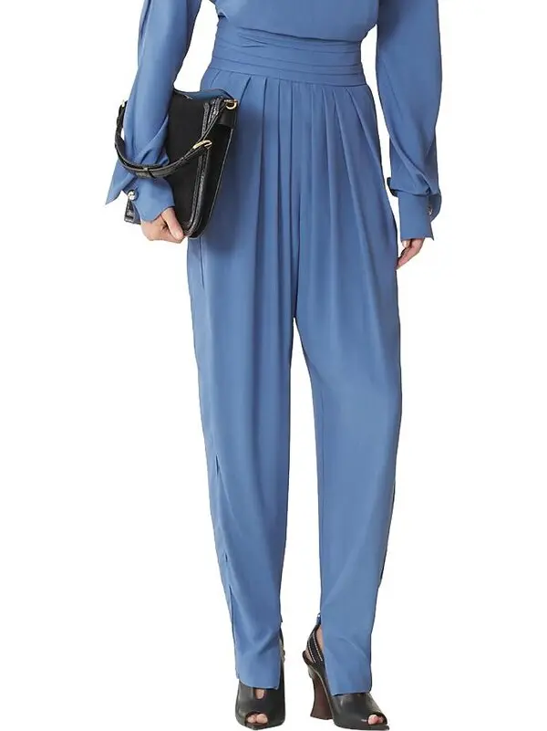 LANVIN Draped Crepe De Chine Pants - Jeanne Blue.