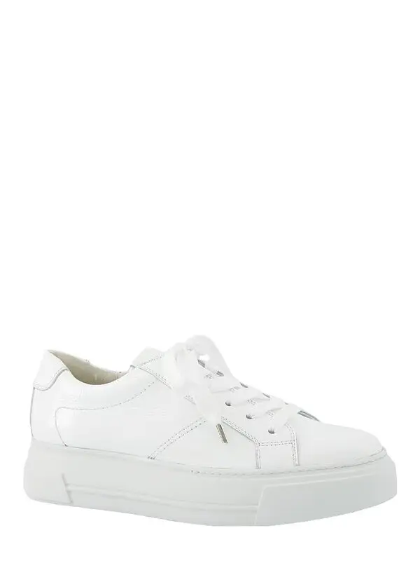 Paul Green Dumont Platform Sneakers - White Crinkled Patent