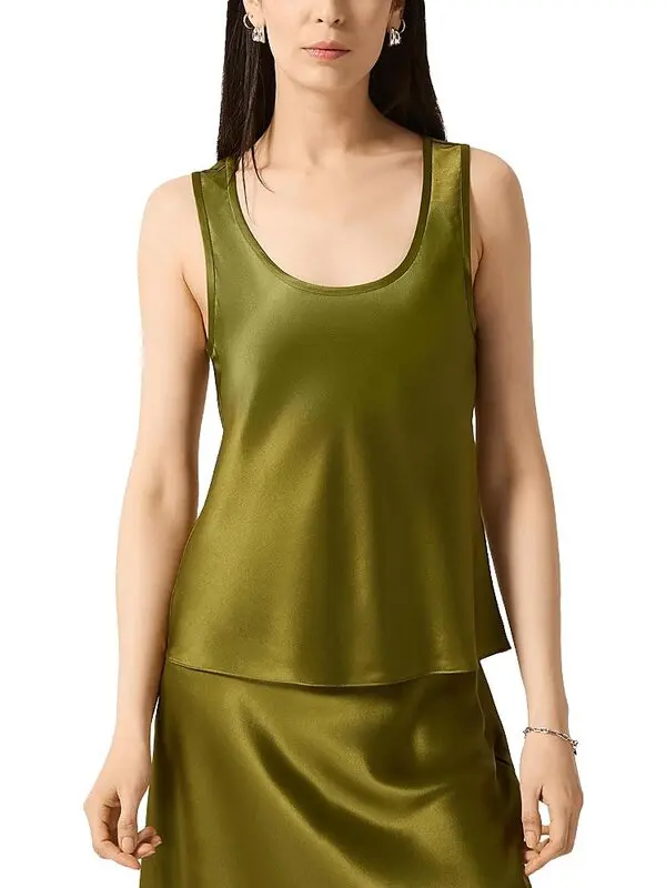 ARGENT Silk Tank Top - Pickle