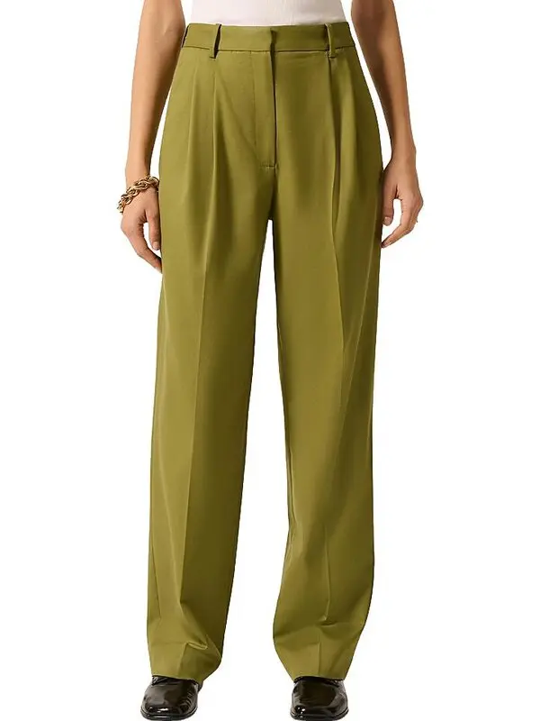 ARGENT Pleated Tapered Trousers - Pickle
