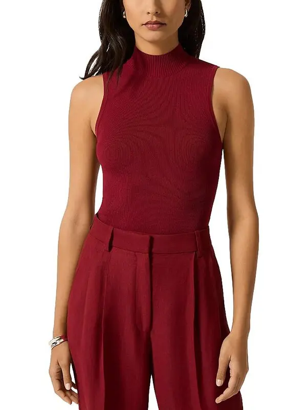 ARGENT Mock Neck Bodysuit - Maroon