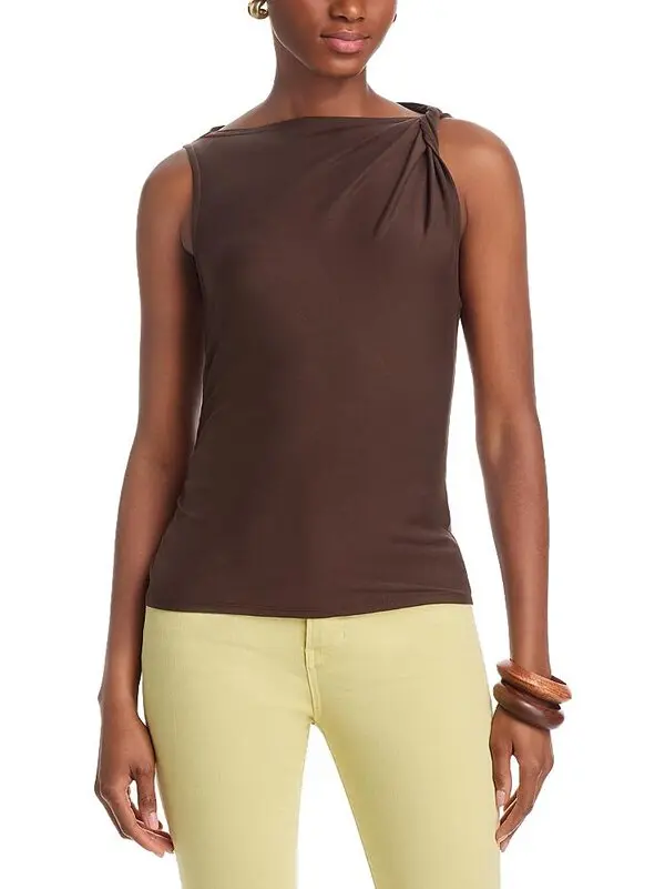 Veronica Beard Otessa Twisted Strap Top - Dark Mocha