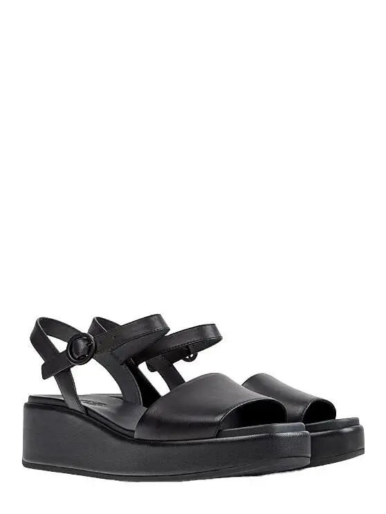 Camper Misia Leather Flatform Sandals - Black