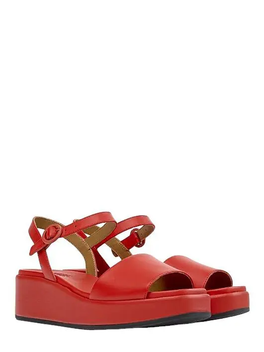 Camper Misia Leather Flatform Sandals - Red