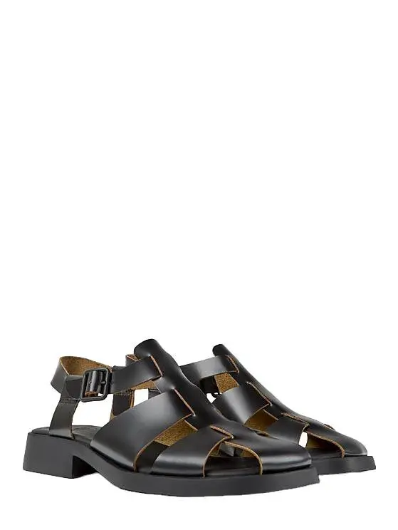 Camper Dana Leather Fisherman Sandal - Black