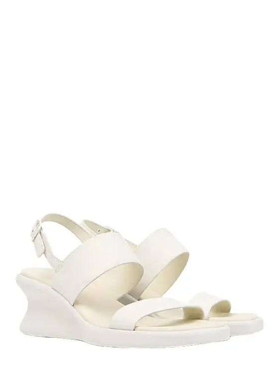 Camper Louise Leather Wedge Sandals - White Natural