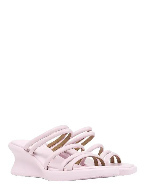 Camper Louise Leather Strap Wedge Sandal - Pink