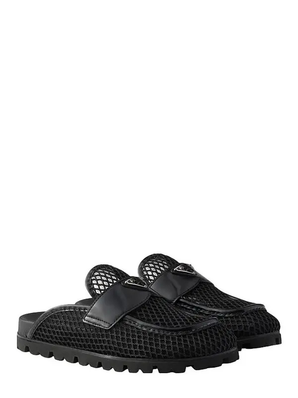 Prada Mesh Fabric Mules - Black