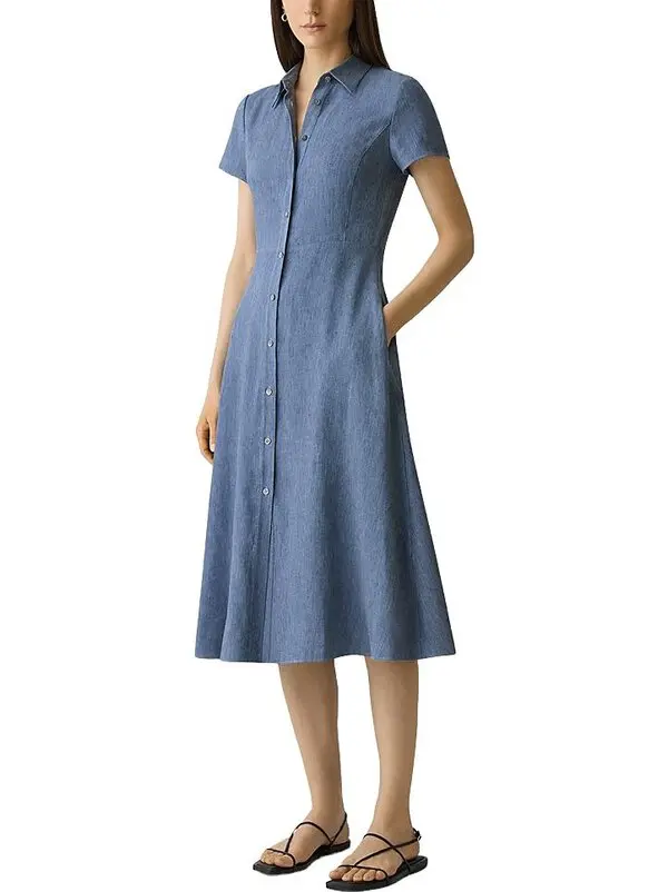 Theory Short Sleeve Shirt Dress - Light Denim