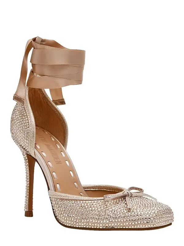 Steve Madden Larina Ankle Tie Pumps - Champagne