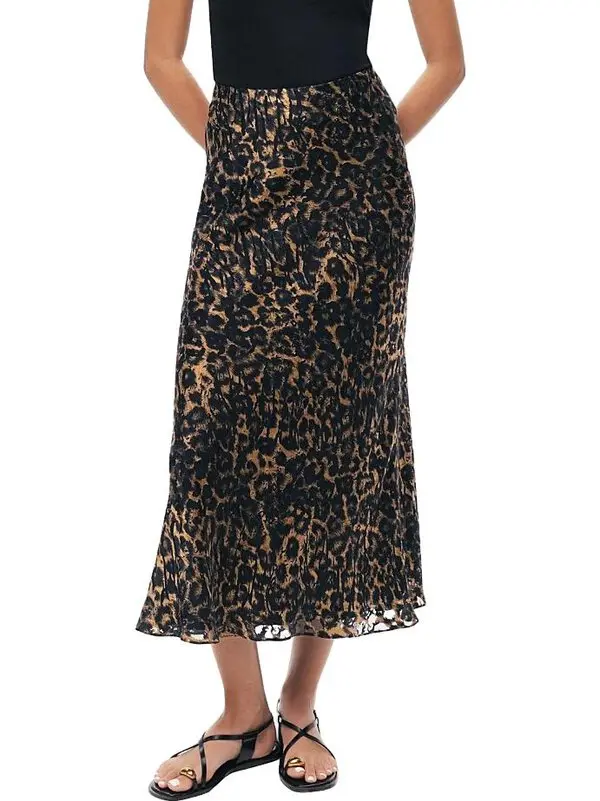 NOCTURNE Printed Leopard Midi Skirt - Multi-colored