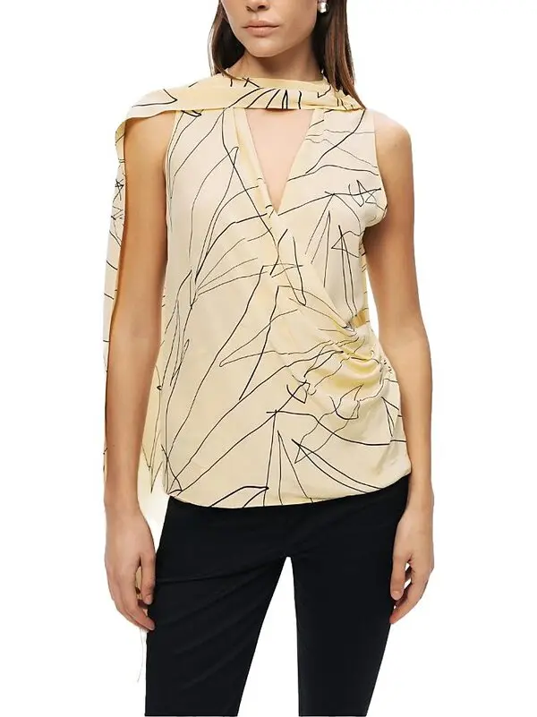 NOCTURNE Draped Sleeveless Blouse - Multi-colored