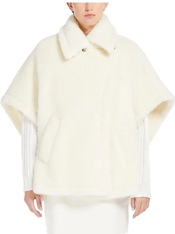 Max Mara Tebe1 Faux Fur Poncho Jacket - Optical White