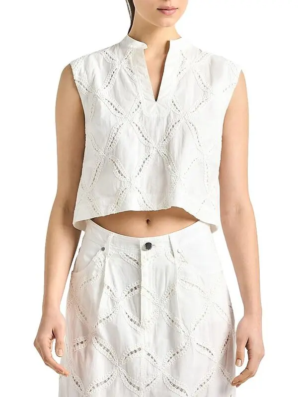 Derek Lam 10 Crosby Tilda Cropped Eyelet Top - White