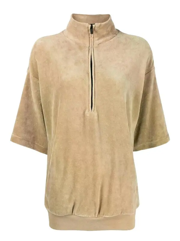 Fear Of God Velour Mock-neck Half-sleeve Top - Green