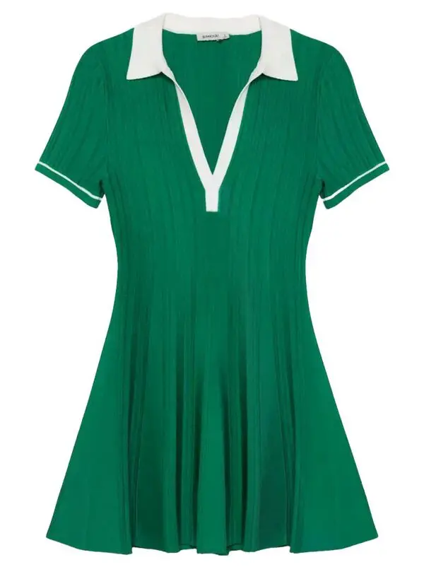 Simkhai Ribbed Knit Mini Dress With V-neck - Green