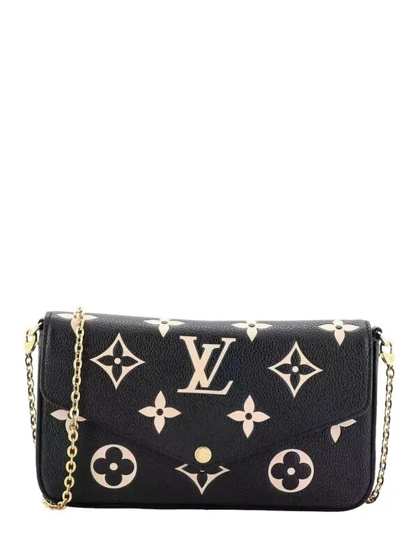 LOUIS VUITTON Felicie Pochette Bicolor Monogram Empreinte Giant Crossbody Bag - Black